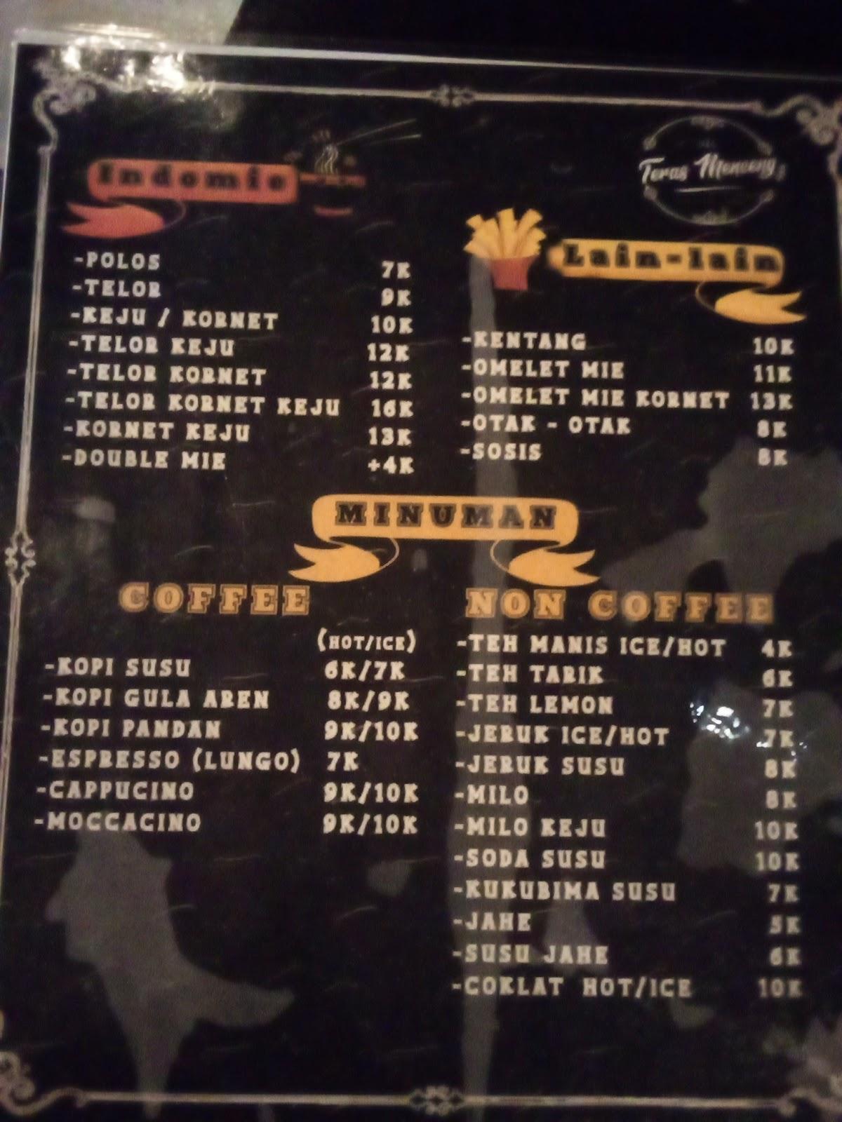Menu at Teras Menceng (Kita Punya Cerita) cafe, West Jakarta