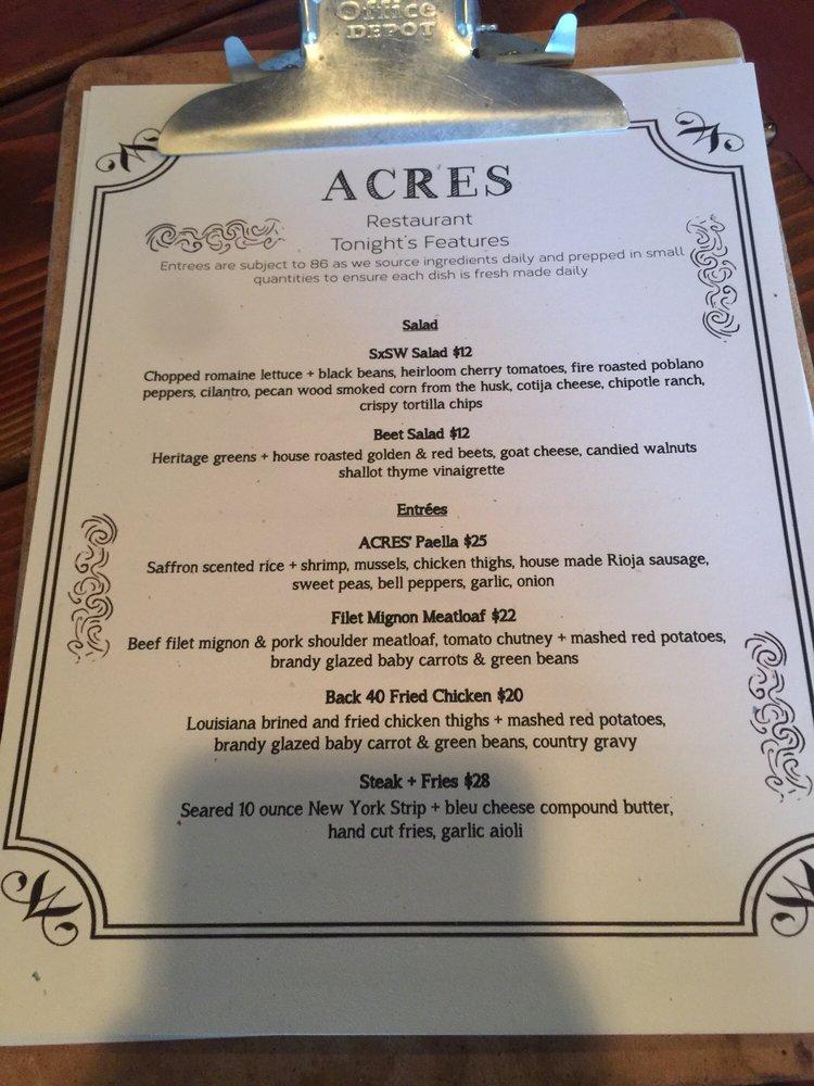Menu at Acres pub & bar, Englewood
