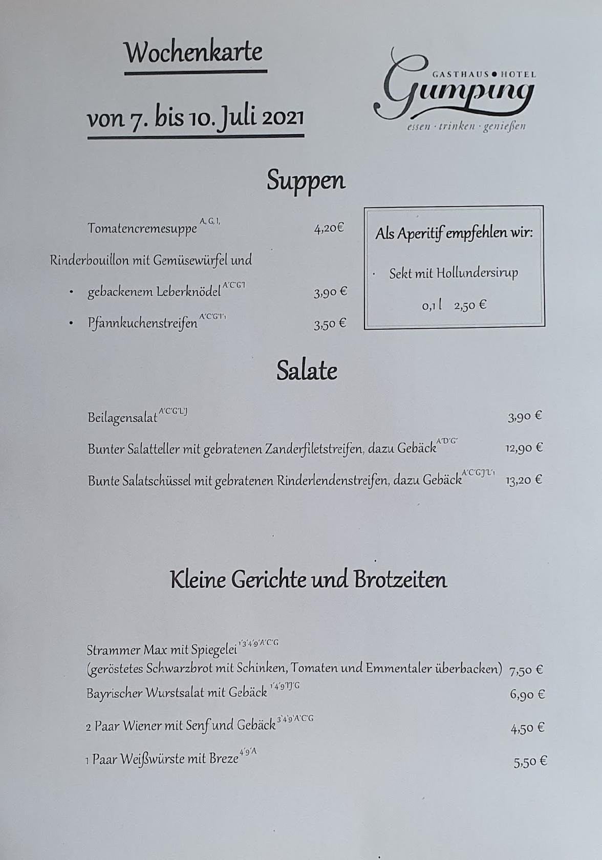 Speisekarte von Gasthaus Gumping restaurant, Ainring