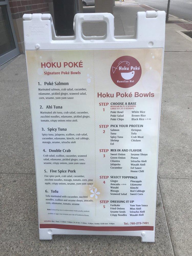 Menu at Hoku Poku restaurant, Muncie