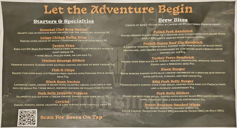 Menu at Huntsman Brewing pizzeria, Reno