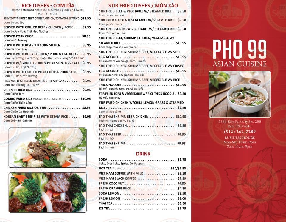 Menu at Pho You restaurant, Kyle