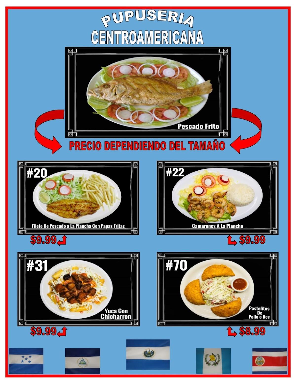 Menu at Pupuseria Centroamericana restaurant, Tampa