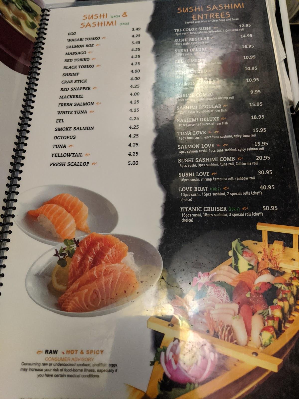 Menu at Sen Sushi & Hibachi Grill restaurant, Marion