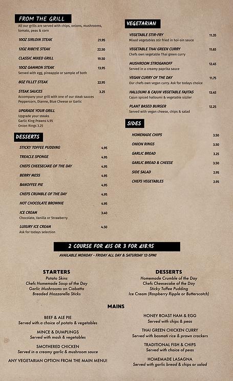 Menu at The Bowes Incline pub & bar, Gateshead