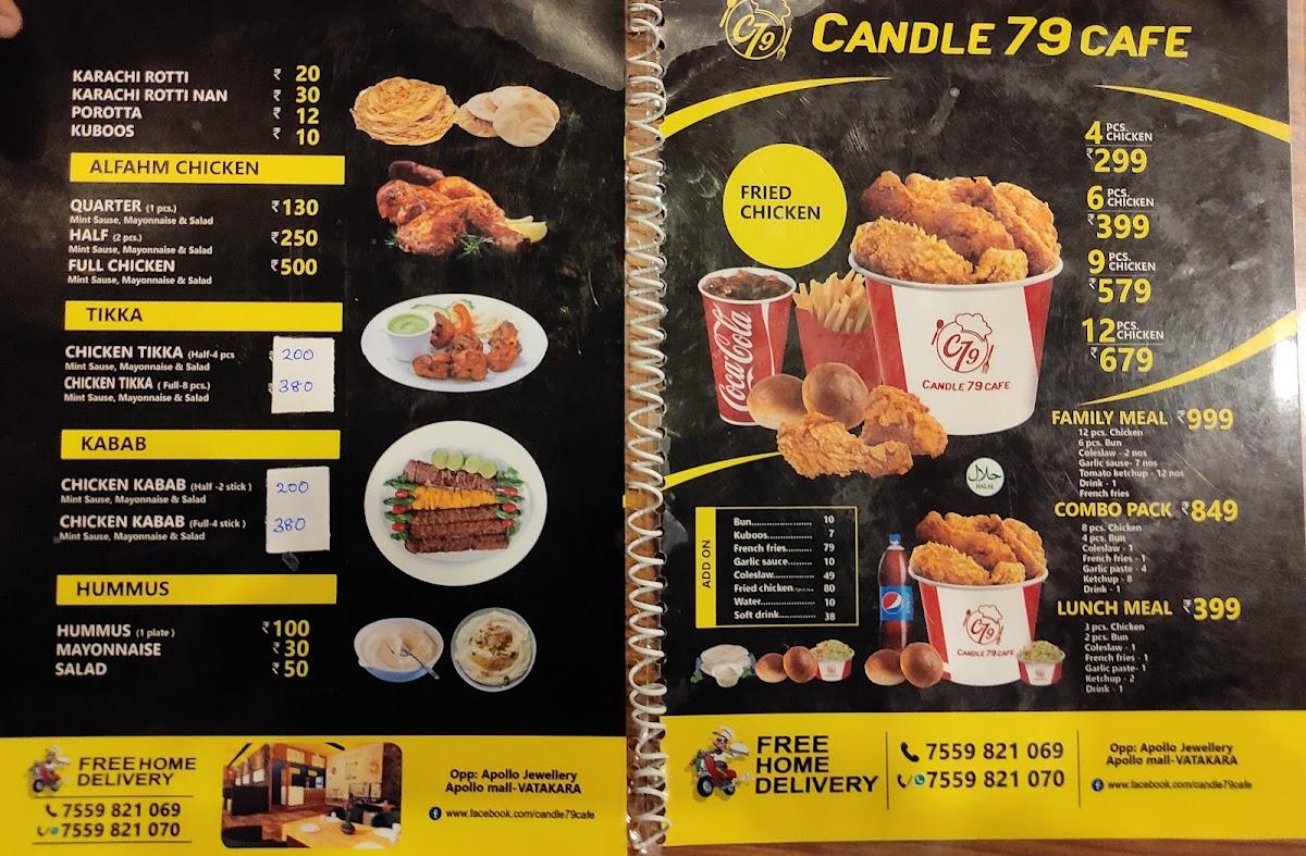 Menu at CANDLE 79 CAFE, Vadakara