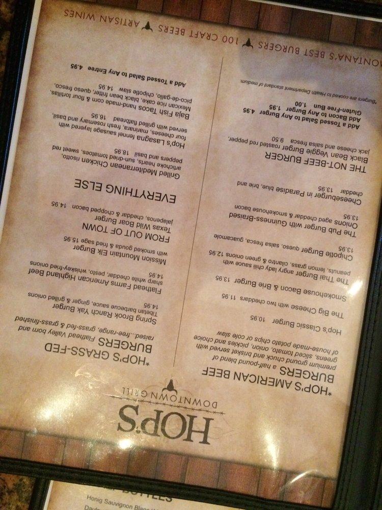 Menu at Hops Downtown Grill pub & bar, Kalispell