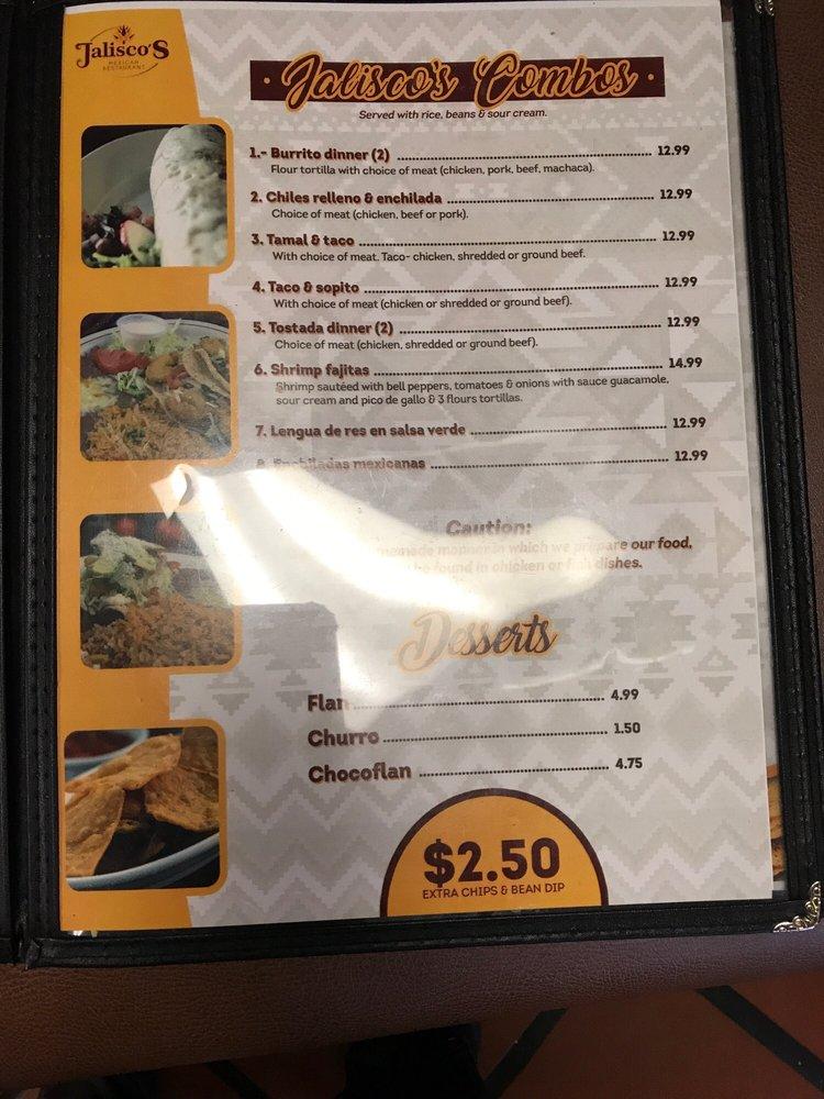 Menu at Jalisco's Restaurant, Brentwood, Brentwood Blvd B
