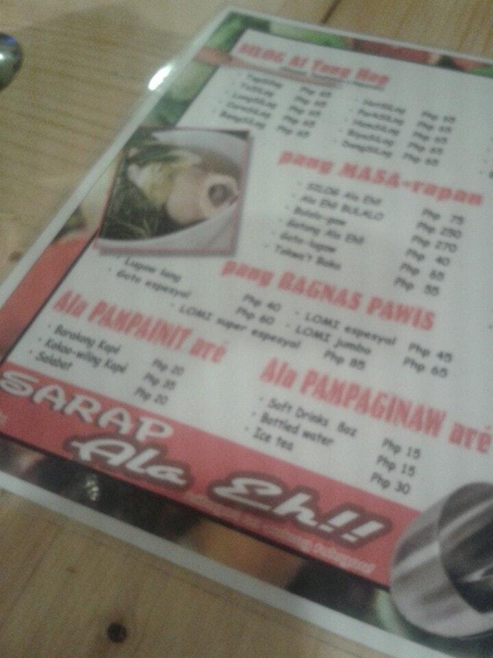 Carta del restaurante Sarap Ala Eh!, San Pascual