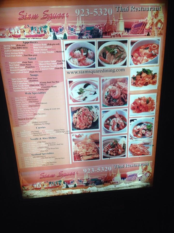Menu at Siam Square restaurant, Honolulu