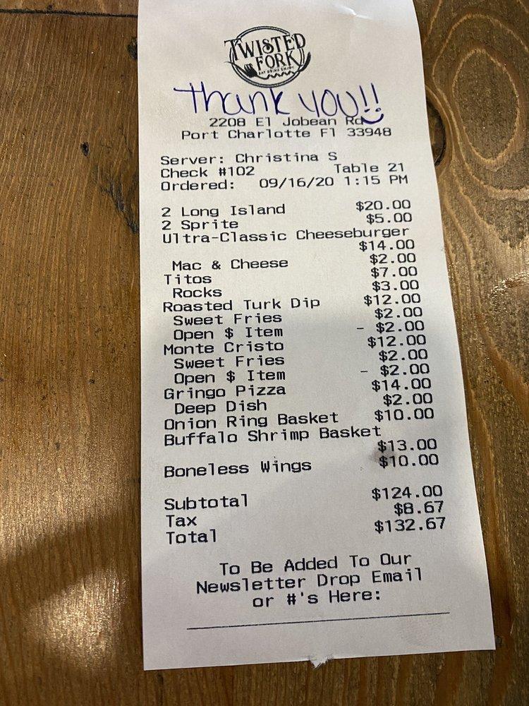 Menu at The Twisted Fork pub & bar, Port Charlotte