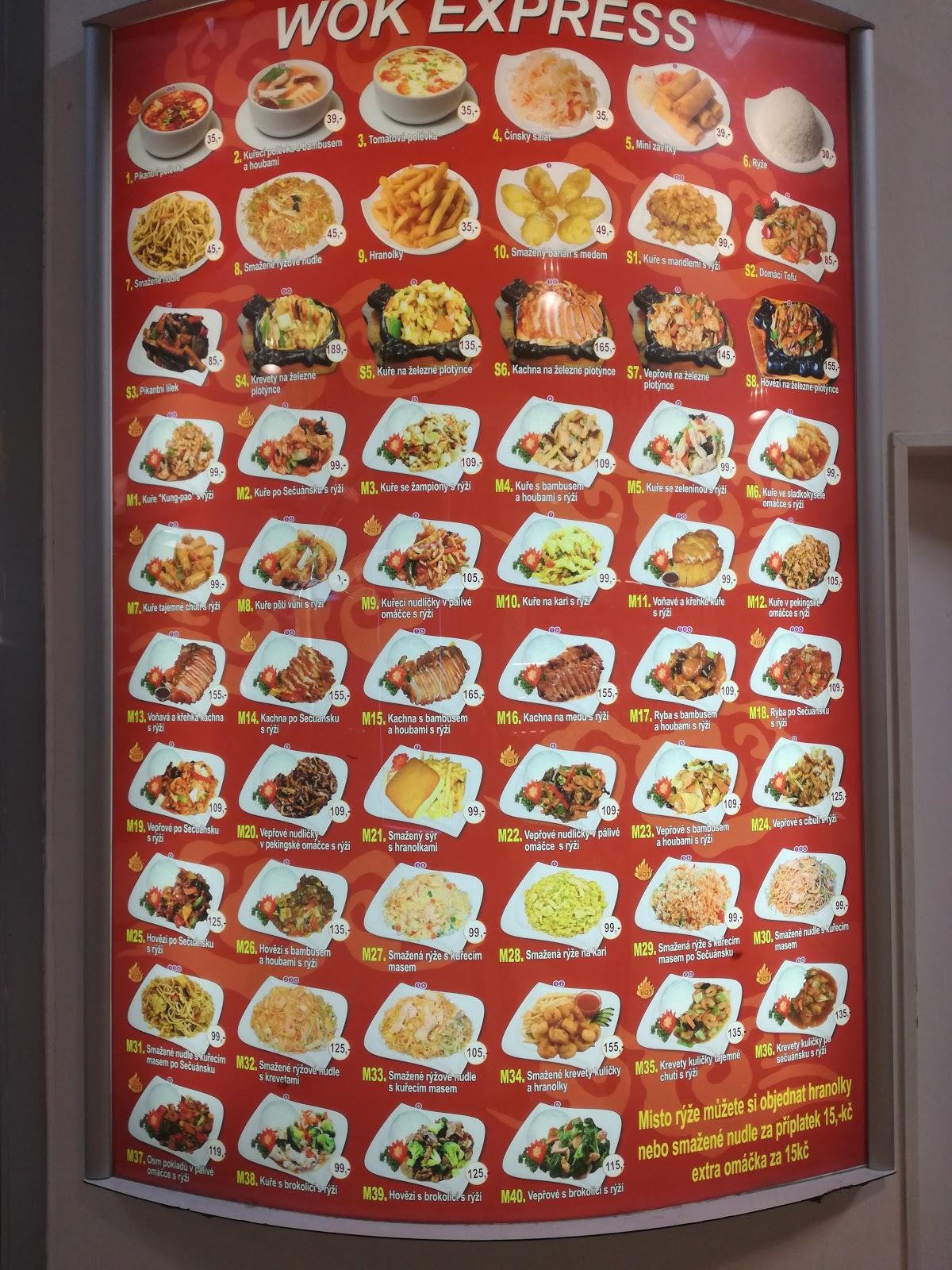 Menu at Wok Express restaurant, Czech Republic, Gerská 23