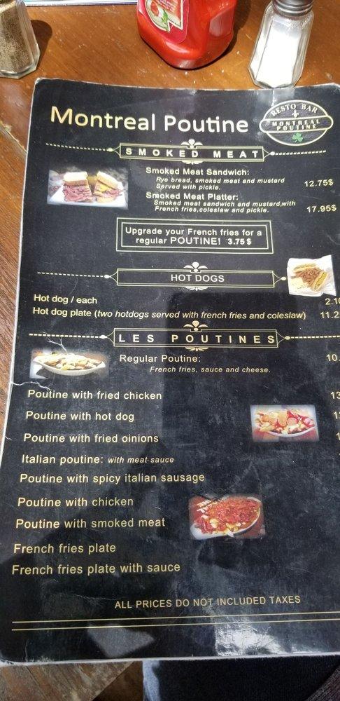 Menu at Montréal poutine restaurant, Montréal, 181 Rue Saint-Paul E