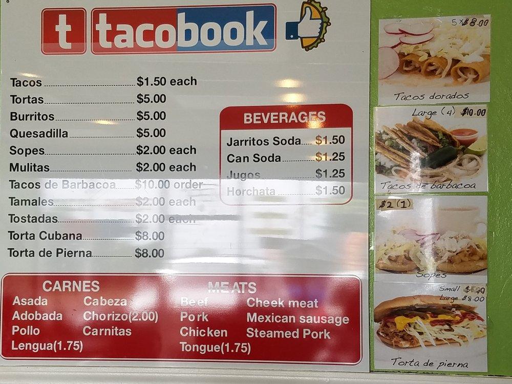 Menu at TACO-BOOK Taqueria restaurant, Everett, Broadway C