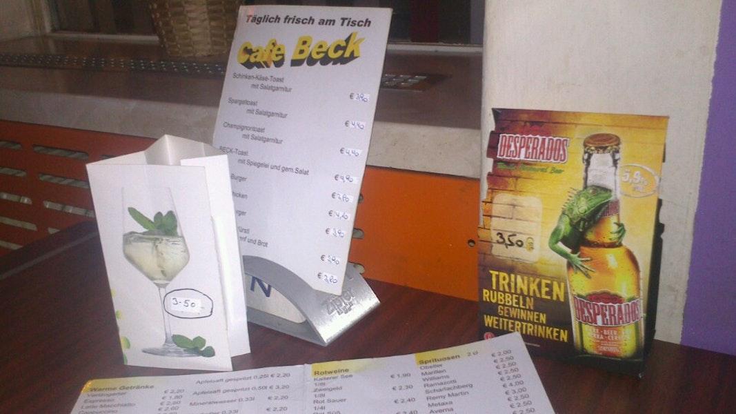 Menu at Cafe Beck, Innsbruck