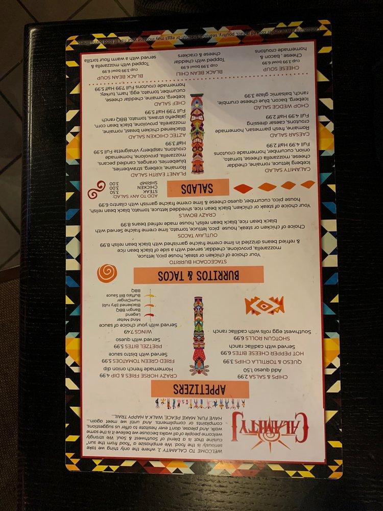 Menu at Calamity J Grill & Bar, Huntington
