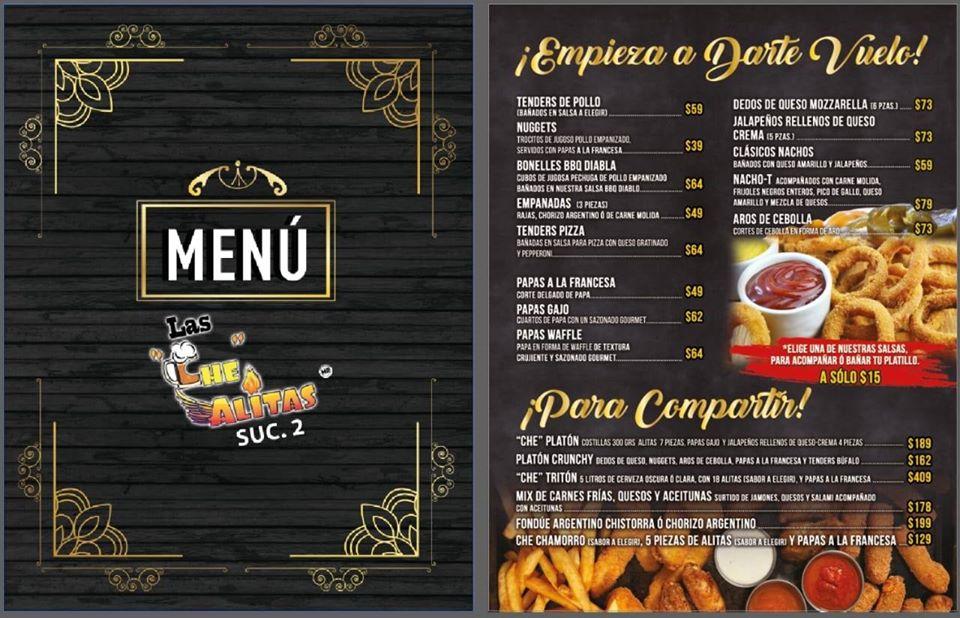 Menu at Las "CHE" Alitas (Tizayuca) pub & bar, Tizayuca