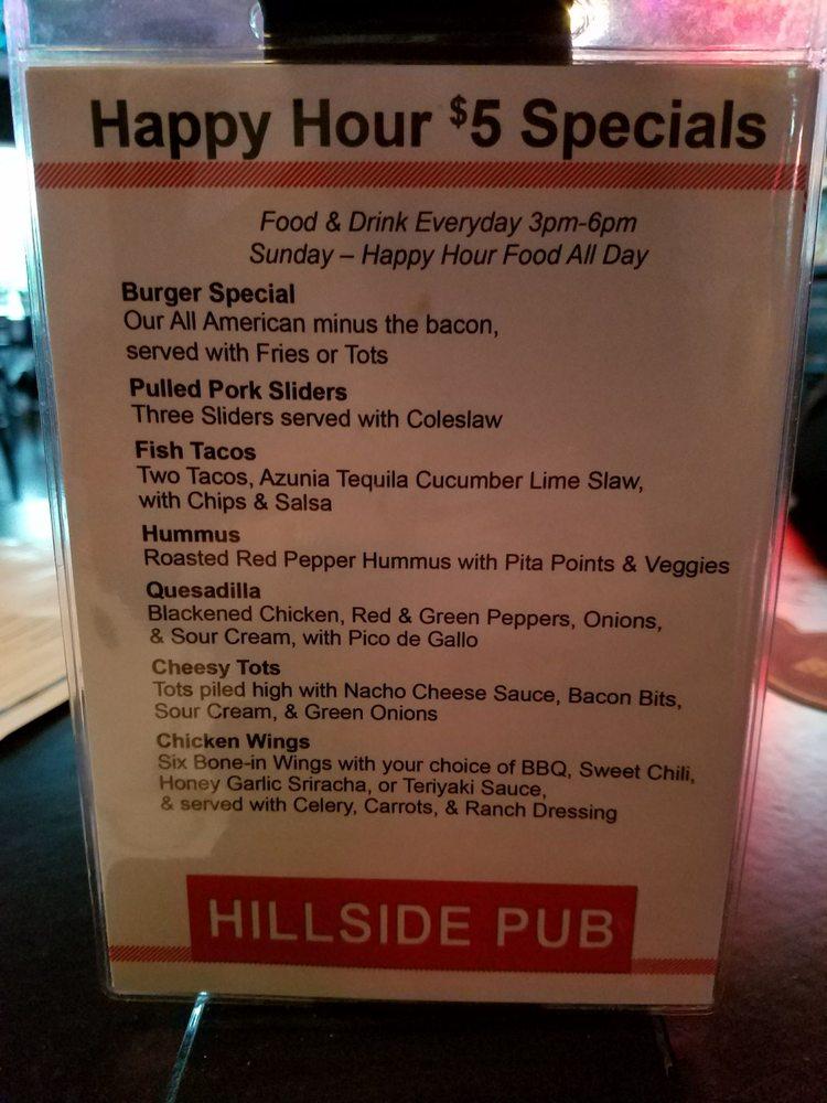 Menu at The Hillside Pub, Beaverton