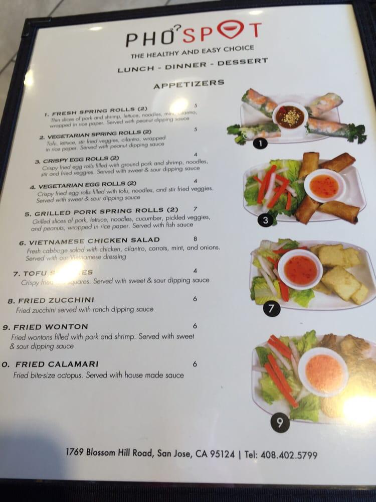 Menu at Pho Spot restaurant, San Jose, Blossom Hill Rd