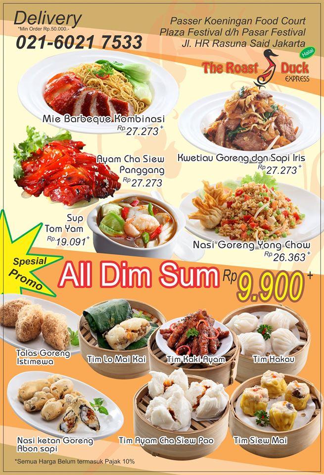 Menu at The Roast Duck Express restaurant, Jakarta
