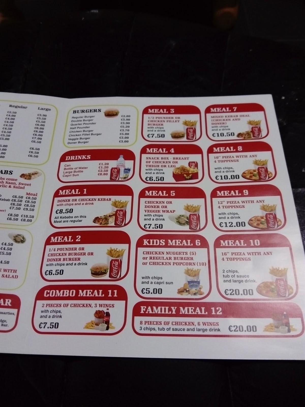 Menu at Chickenzone Pizza killorglin restaurant, Killorglin