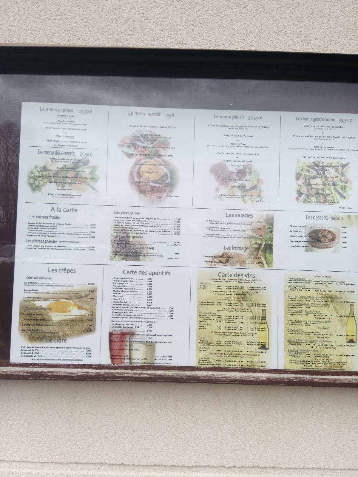 Menu at Espace Gourmand restaurant, Bletterans