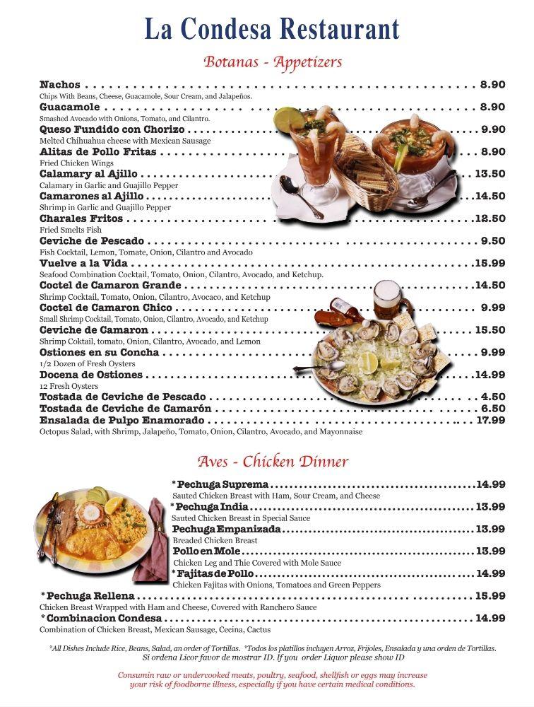 Menu at La Condesa Restaurant, Chicago, N Ashland Ave