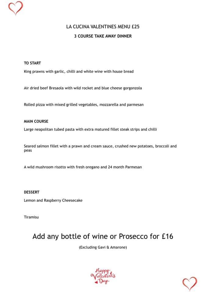 Menu at La Cucina Italian Restaurant, Littlehampton