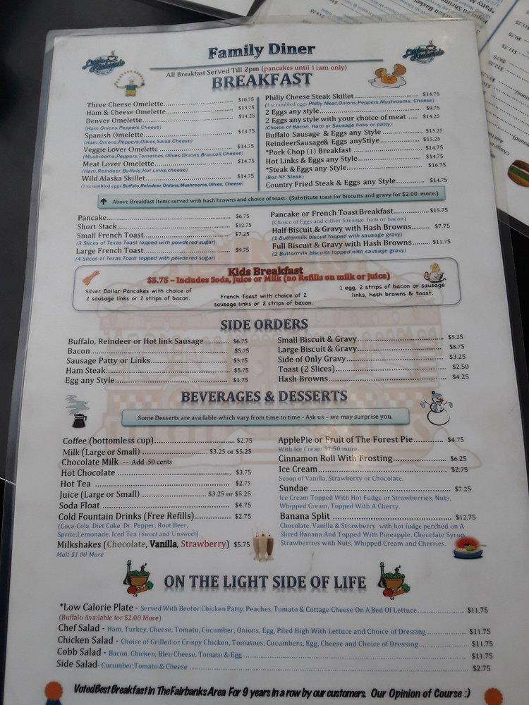 Menu at Little Richard's Family Diner restaurant, North Pole