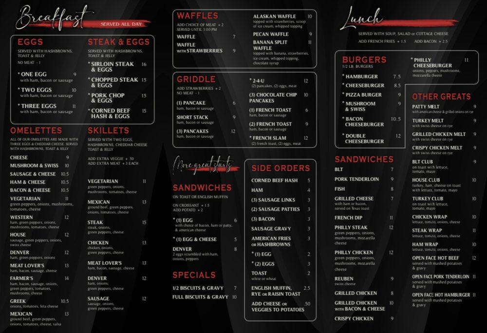 Menu at Red Roof Diner restaurant, Peosta