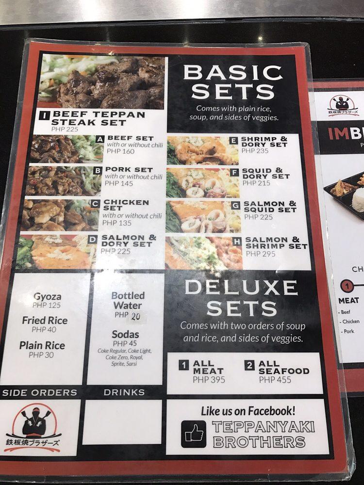 Menu at Teppanyaki Brothers restaurant, Cebu City, SM Seaside