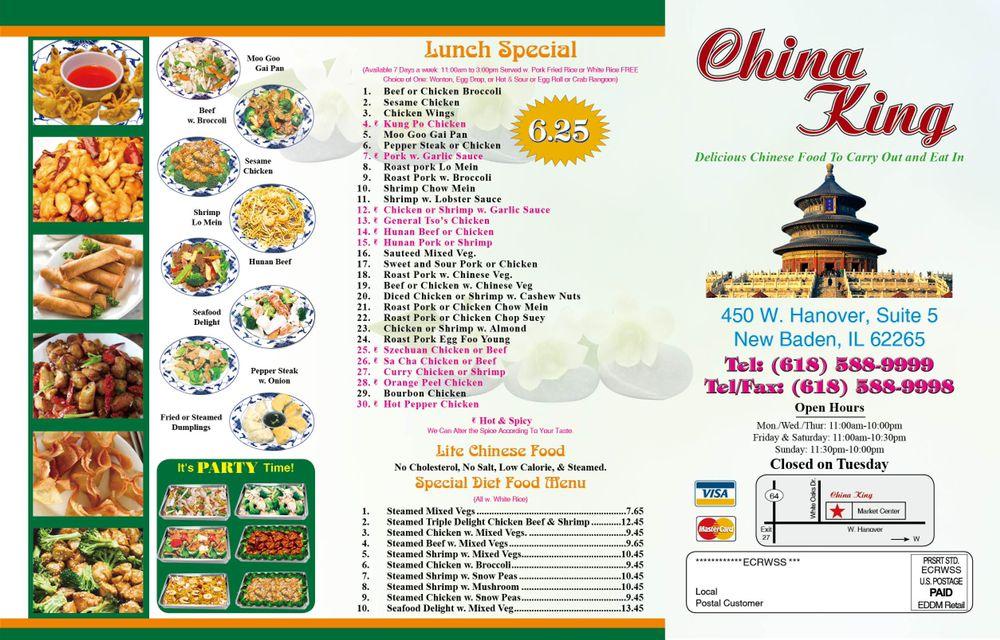 Menu at China King restaurant, New Baden