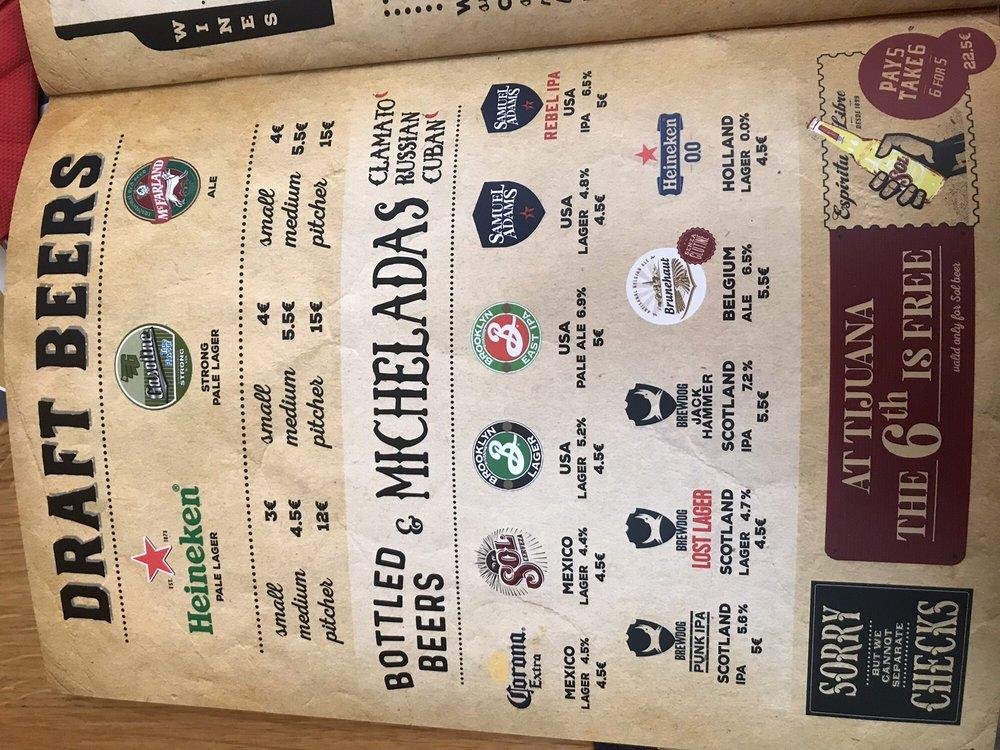 Menu da Tijuana Mexican Grill ristorante, Firenze, Via Il Prato