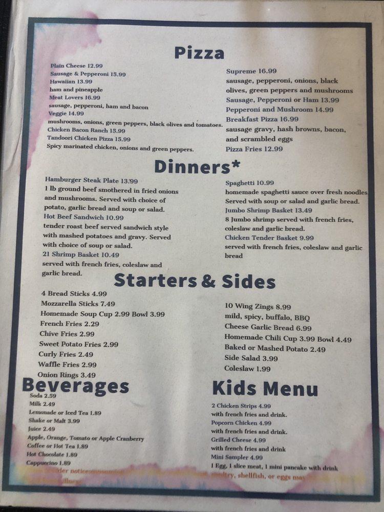 Menu at UP North Cafe, Ontonagon