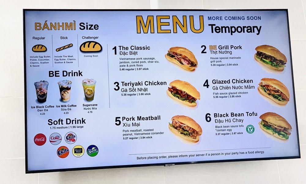 Menu at Be Banh Mi restaurant, Doraville