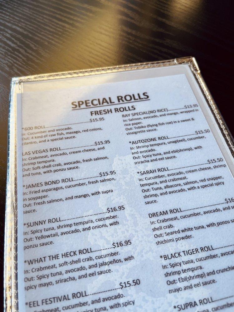Menu at Dong Hae Sushi restaurant, Lompoc