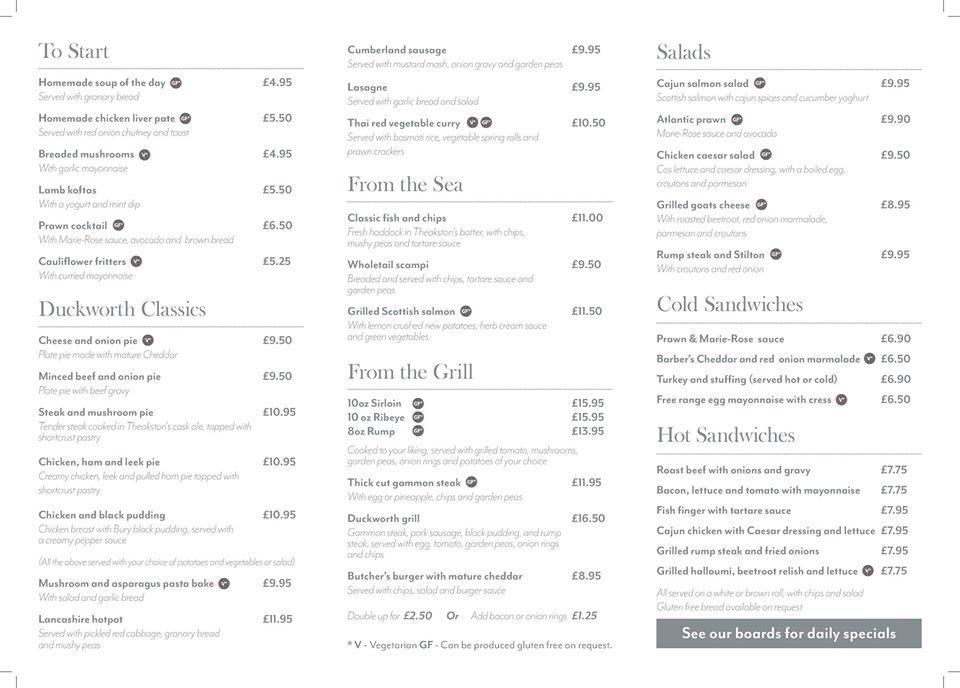 Menu at Duckworth Hall Inn pub & bar, Accrington