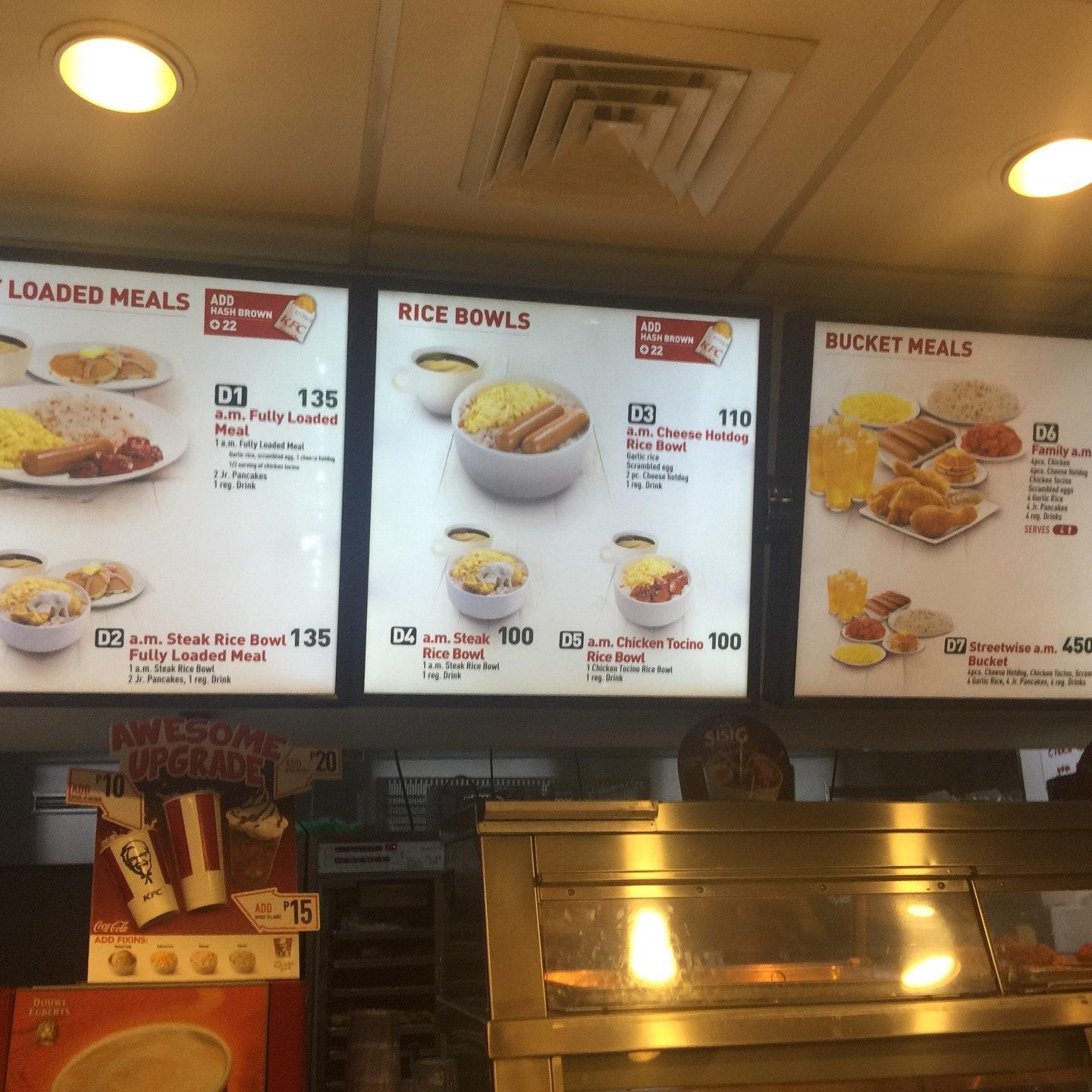 Menu at KFC fast food, Mandaluyong, Gr Flr