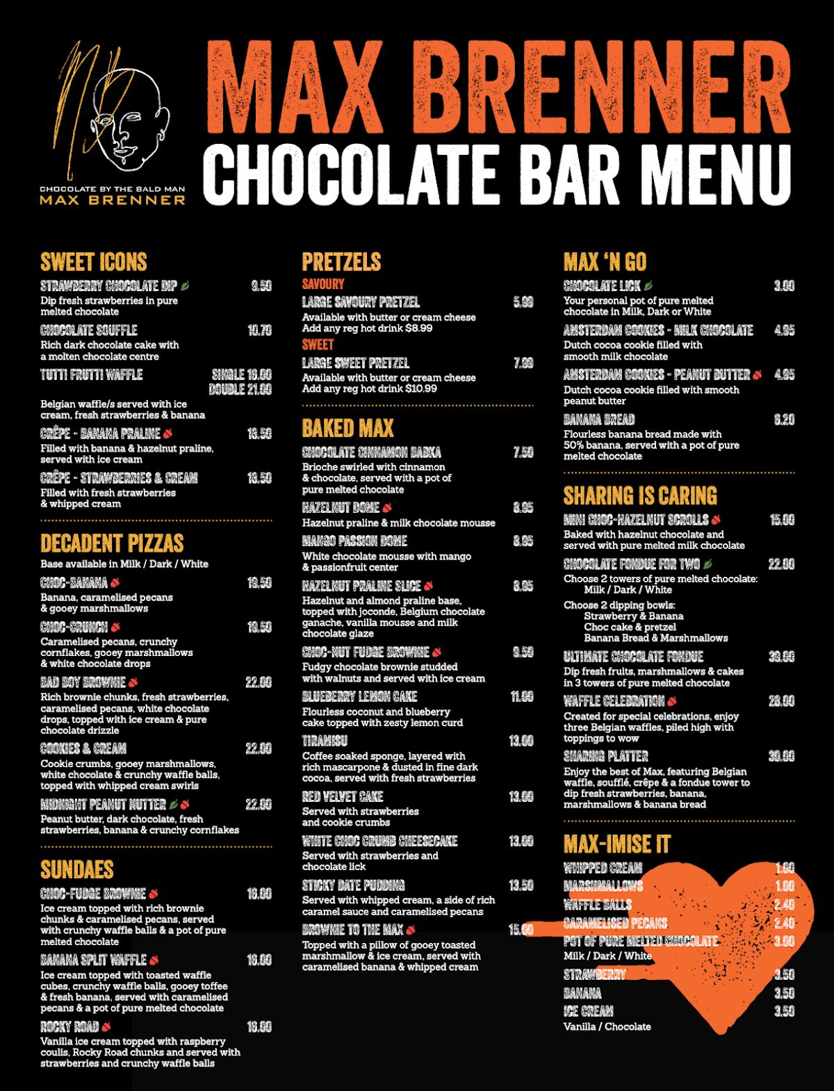 Menu at Max Brenner - Bondi Junction desserts, Bondi Junction, Shop ...