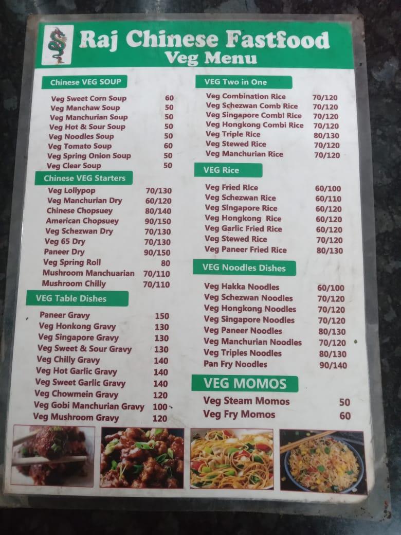 Menu at Raj chinese restaurant, Pune