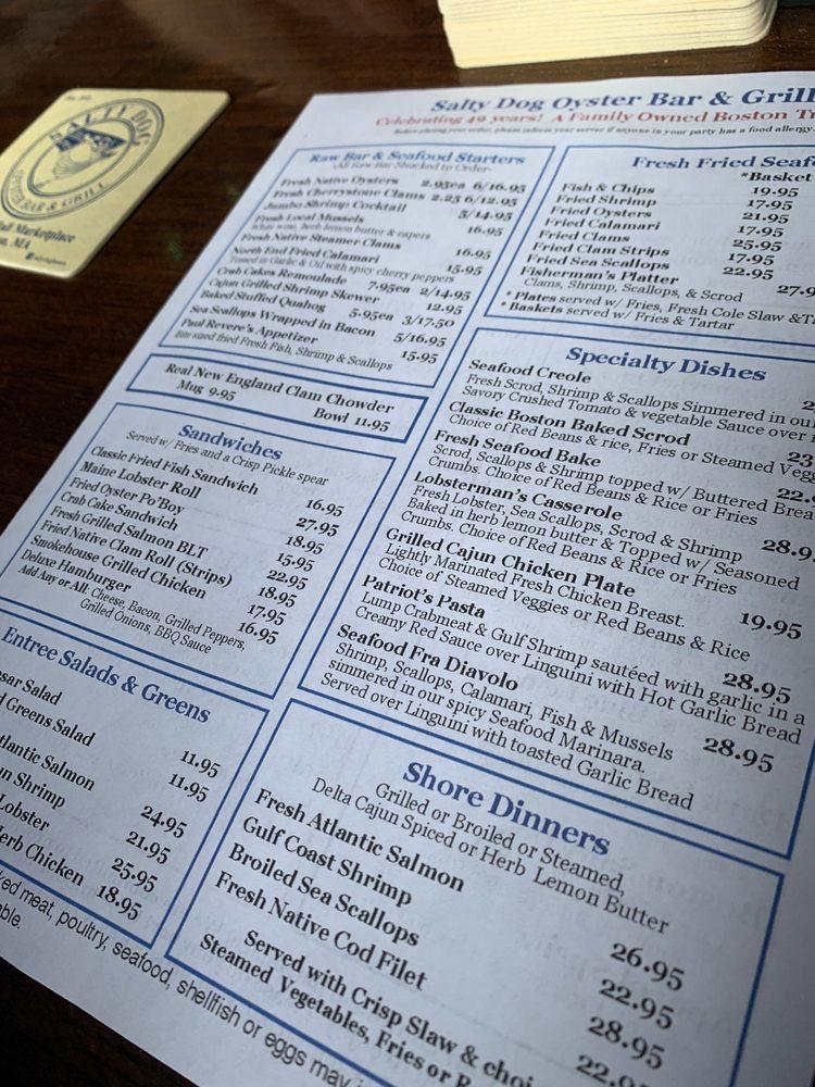 Menu at Salty Dog Seafood Grille & Bar, Boston