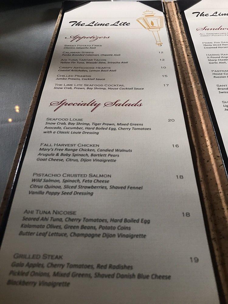 Menu at The Lime Lite restaurant, Fresno