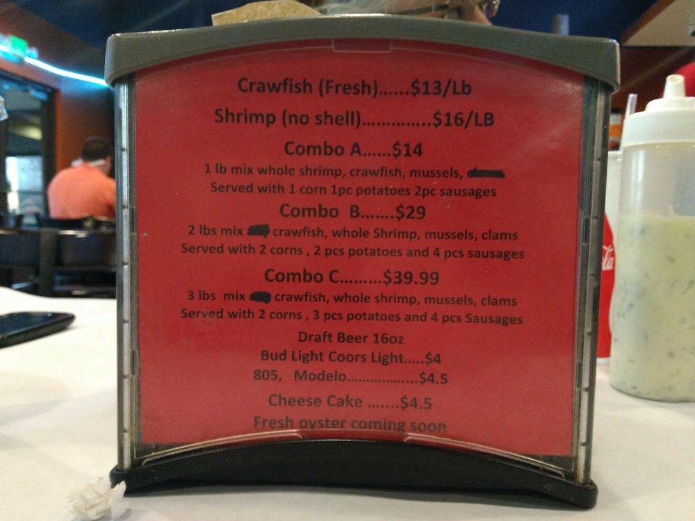 Menu at Captain Crawfish Cajun Seafood Bakersfield restaurant, Bakersfield