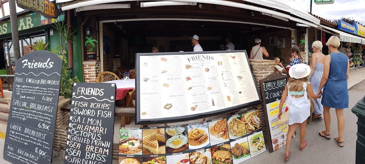 Menu at Friends restaurant bar, Laganas