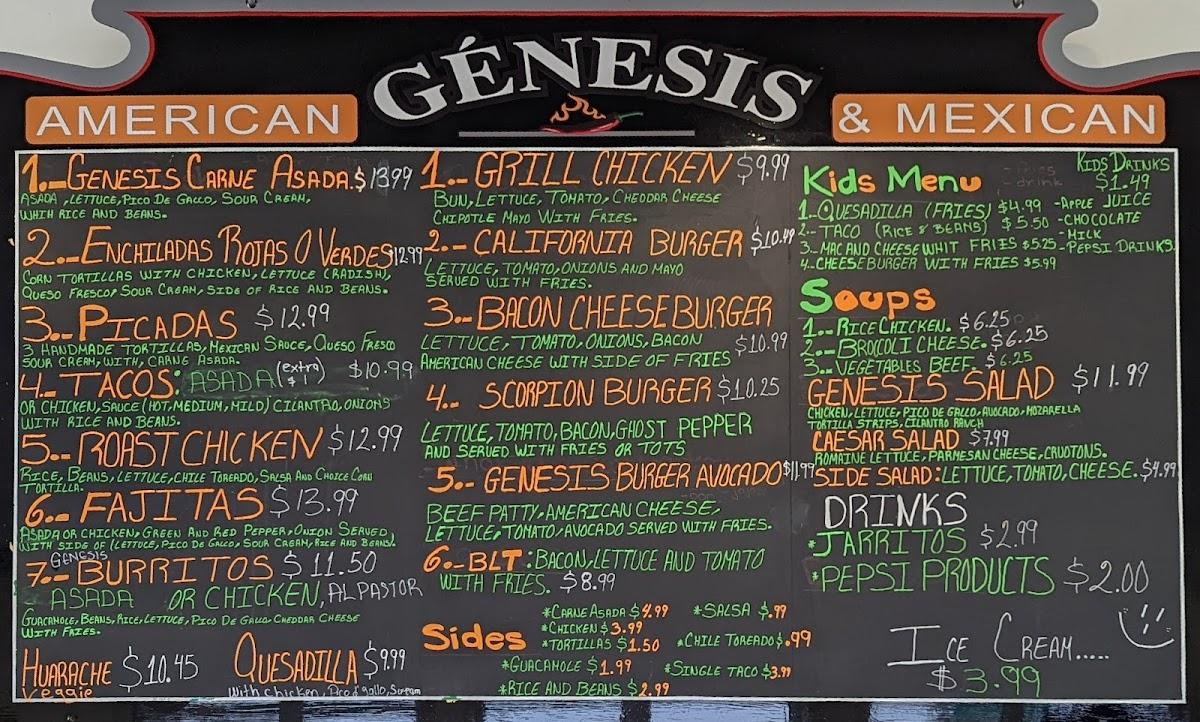 Menu at Genesis Restaurant, Saint Charles