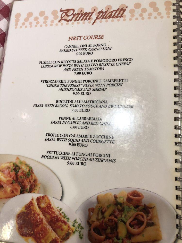 Menu at La Forchetta d´Oro pizzeria, Rome, Via di S. Martino Ai Monti