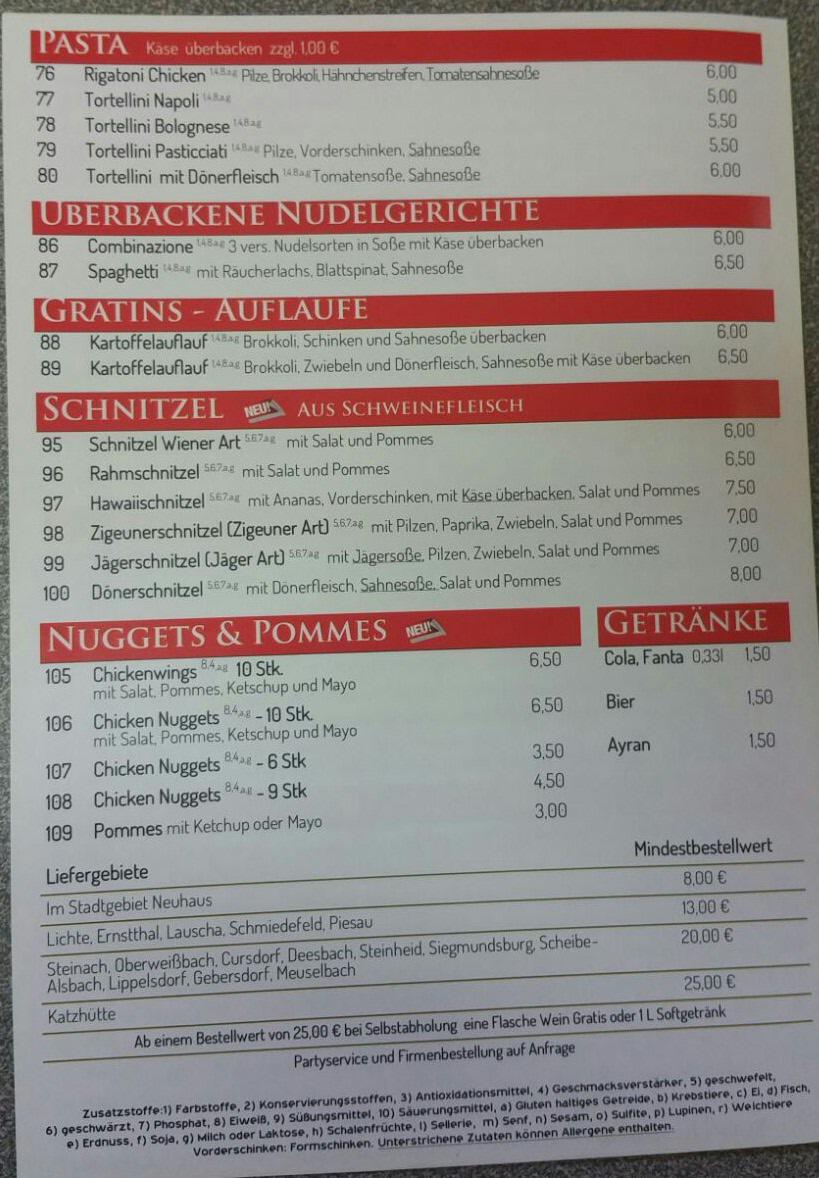Speisekarte von Mesopotamia restaurant, Neuhaus am Rennweg