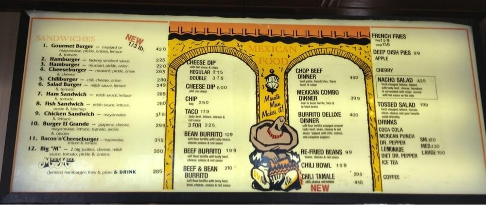 Menu at Minute Man Hamburgers fast food, El Dorado