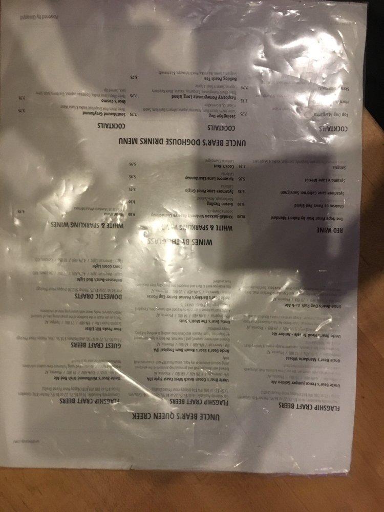 Menu at Uncle Bear's Grill & Tap pub & bar, Queen Creek