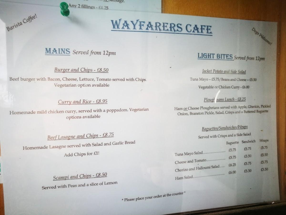 Menu at WAYFARERS CAFE, Ludham